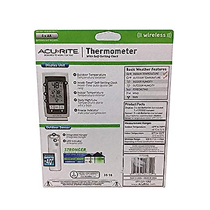 Acurite Digital Indoor / Outdoor Wireless Thermometer 00754w4 with Self-setting Clock and Daily High/low