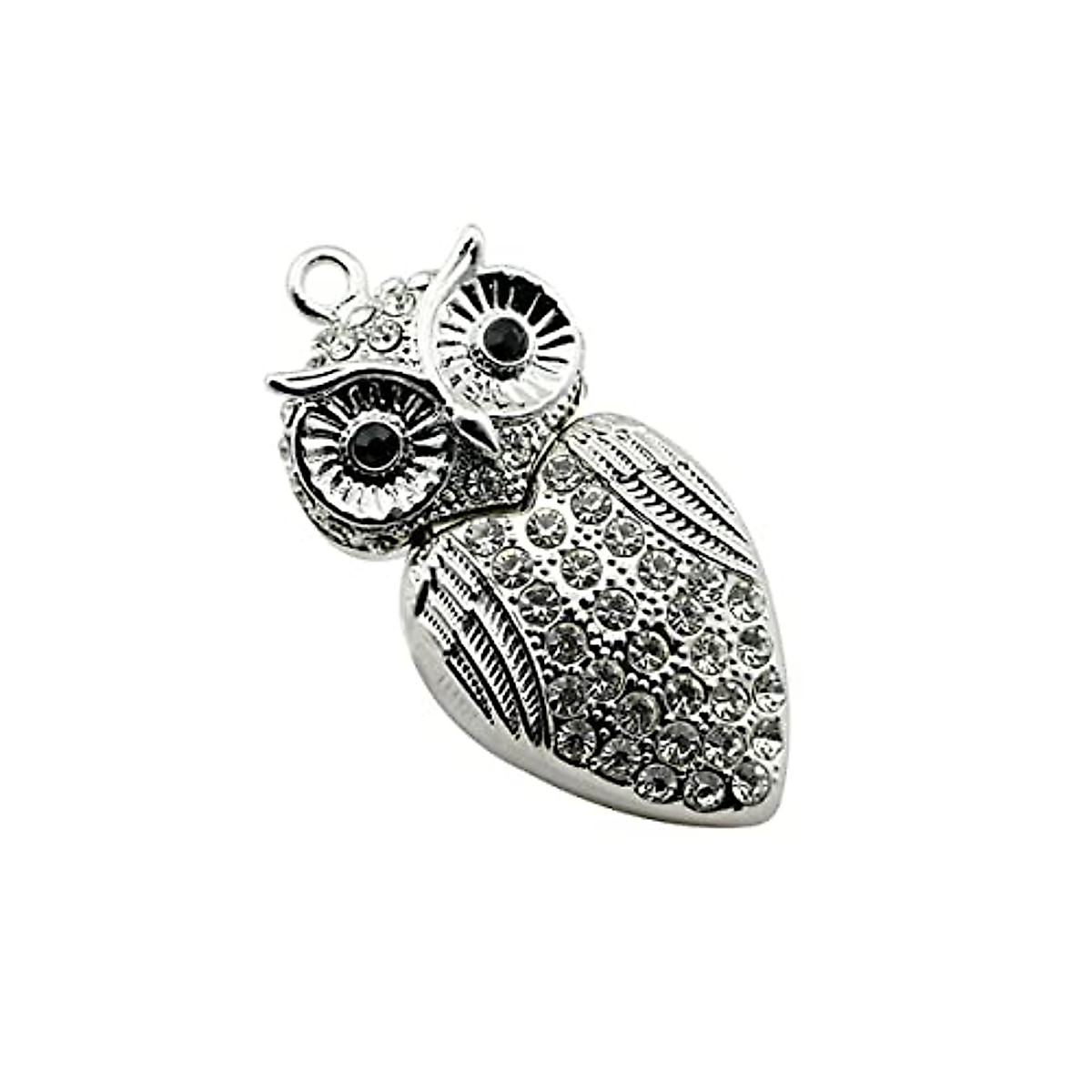 Civetman USB Flash Drive 128GB Jewelry Crystal Animal Owl Design Pendrive USB 2.0 Memory Stick Thumb Drive USB Stick - Silver