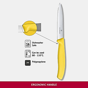 Victorinox 6.7706.L118 Swiss Classic Paring Knife for Cutting and Preparing Fruit and Vegetables Straight Blade in Yellow 3.9 inches