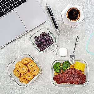 Vtopmart 8 Pack Glass Food Storage Containers with Lids, Glass Meal Prep Containers, Airtight Glass Bento Boxes with Leak Proof Locking Lids, for Microwave, Oven, Freezer and Dishwasher, BPA Free