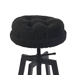 BUYUE Seat Cushion for Round Bar Stool, Dia.12 Luxury Fashion Jacquard with Anti-Skid Silicone Bar Stool Cushion Padded (Black, S,1 Count)