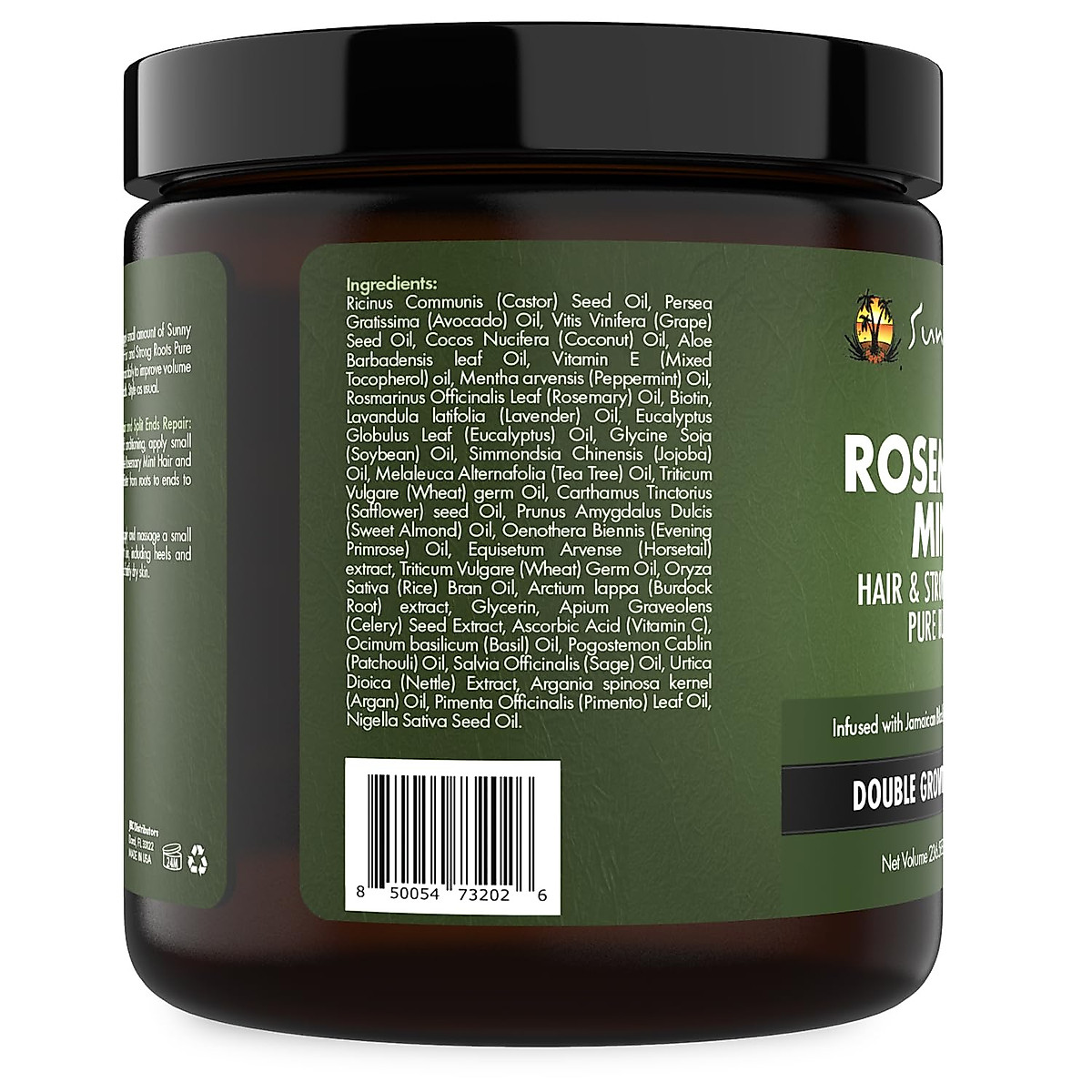Sunny Isle Rosemary Mint Hair and Strong Roots Butter 8oz | Infused with Biotin & Jamaican Black Castor Oil | Strengthen and Nourish Hair | Dry Scalp, Split Ends…