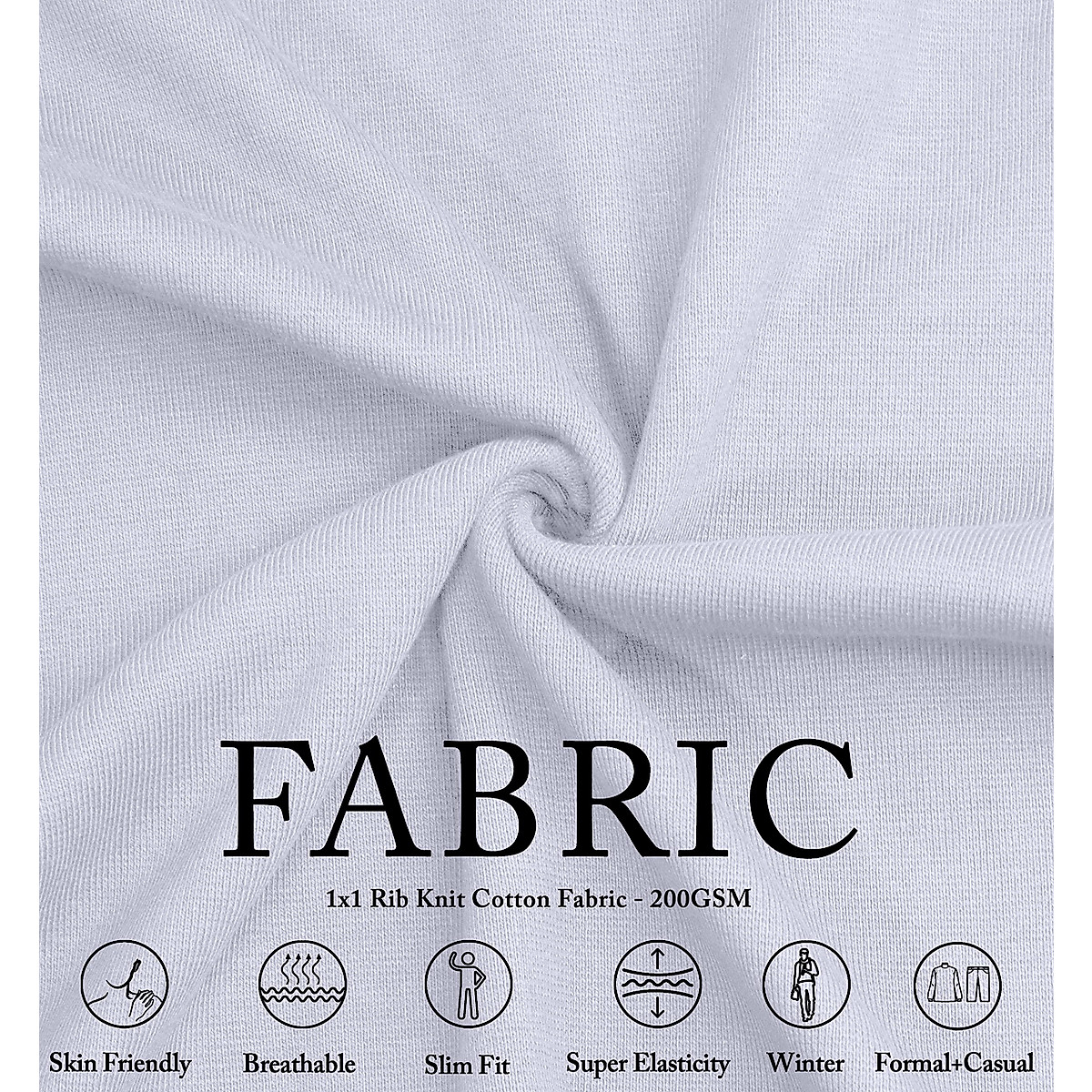 URBAN BUCK Men Turtleneck Long Sleeve Striped Shirt Ribbed Knitted White Turtle Neck Kosco Pullover Sweater (M)