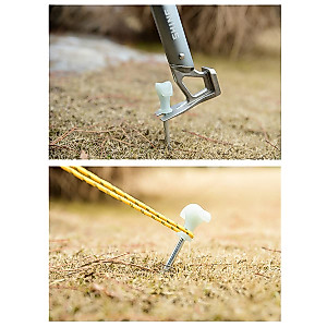 BONANA 4pcs Heavy Duty Tent Stakes Fluorescence Spiral Ground Anchors Pegs Beach Tent Nails Canopy Stakes for Pop Up Canopy, Ground, Garden, Red