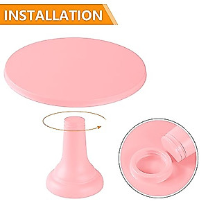 Round Cake Stand 9.84 Inch with Spatula, Salmon Colored Cupcake Stand Bamboo Fiber, Dessert Display Plates for Snacks, Cookies, Candy Dish for Birthday Parties, Weddings, Baby Shower
