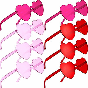 Virtue morals 8 Pairs Heart Sunglasses, Heart Shaped Transparent Candy Color Frameless Glasses Party Sunglasses