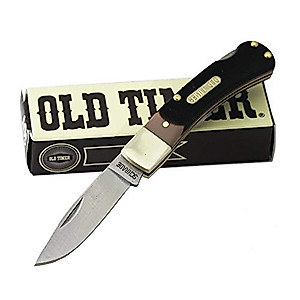 Old Timer 3OT Bearhead Traditional Lockback Pocket Knife with 2.2in High Carbon Stainless Steel Blade, Sawcut Handle, and Convenient Small Size for EDC, Whittling, Camping, Hunting, and Outdoors