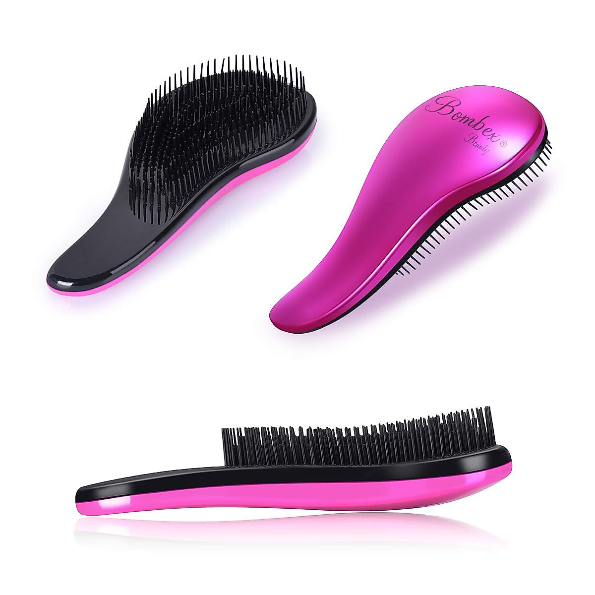 BOMBEX Detangling Brush - 2-Piece Value Set - Wet Detangling Hair Brush,Professional No Pain Detangler for Women,Men,Kids,Purple & Pink