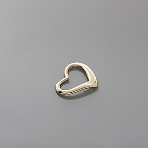 14k Yellow Gold Hearts Charm Slide Pendant, Mini Floating Heart