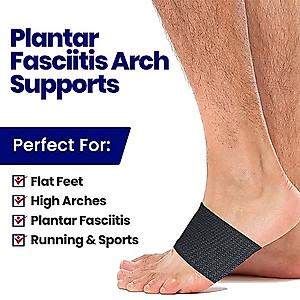 Plantar Fasciitis Arch Supports - Compression Sleeves Foot Brace For Heel Pain, Bone Spurs, Flat Feet, High Arches Copper Infused Plantar Fasciitis Relief Bands Women Men Under or Over Socks Fits Most