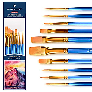 Paint Brush Set, Heartybay 10Pcs Paint Brushes for Acrylic Painting, Water Color Paintbrushes for Kids, Easter Egg Painting Brush, Face Paint Brush for Halloween, Round Pointed Tip Detail Small Brush