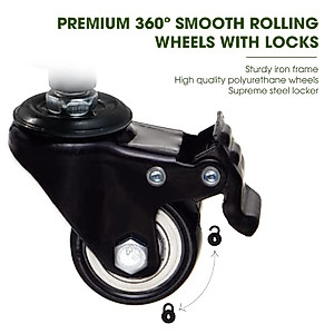 Idzo Round Heavy Duty Plant Caddy with Wheels, Cast Iron Plant Dolly, Plant Stand with Wheels, Load Capacity 180 Lbs, Repositioning Heavy Pots, Hauling Heavy Household Items, 12 Inch - Black