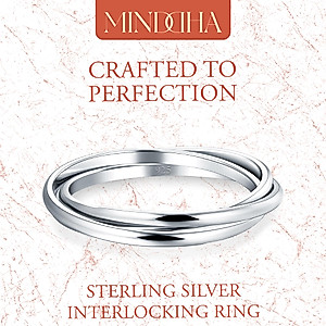 MINDDHA Sterling Silver Interlocking Ring for Women - 925 Trinity Rolling Ring - Handmade Dainty Stackable Jewelry - Ideal Gift for Anniversary, Birthday, Special Occasions - 2mm 3mm Bands, Size 8