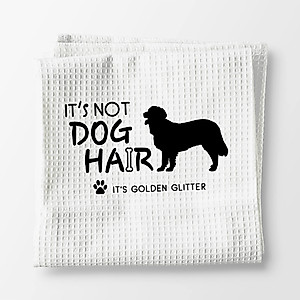 It’s Not Dog Hair It’s Golden Glitter Funny Black Dog Quote Bath Towel,Dog Lovers Gifts Decorative Towel,Dog Mom Girls Gifts