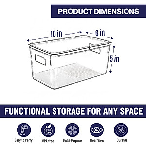 Clear Plastic Storage Bins With Lids, Perfect for Kitchen Organization or Pantry Organization and Storage, Fridge Organizer Plastic Bins, Pantry Organization and Storage Bins, Cabinet Organizers