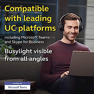 Jabra Evolve2 65 MS Wireless Headphones with Link380a, Stereo, Black – Wireless Bluetooth Headset for Calls and Music, 37 Hours of Battery Life, Passive Noise Cancelling Headphones (Renewed)