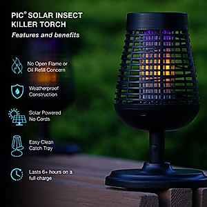 PIC Solar Insect Killer Torch (DFST), Bug Zapper and Accent Light, Solar Bug Zapper - Kills Bugs on Contact