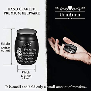 Beautiful Urns for Dad Ashes, 1.6“ High Small Decorative Urns, Keepsake Urn for Funeral, Handcrafted Cremation Urns, Engraved God Has You in His Arms, I Have You in My Heart Urn for Sharing