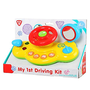 Play Portable My First Driving Kit Toy - Turn & Lean Steering Wheel Cars - Attachable Driving Kit for Strollers, with Electronic Sound for Realistic Music and Entertainment for Kids Ages 6 Months P