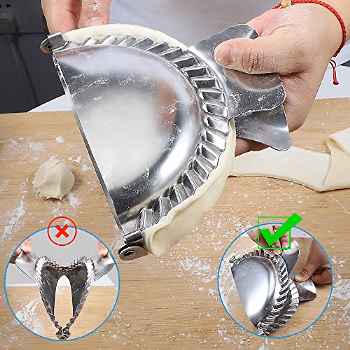 PAMISO Extra Large Empanada Maker, 7 inch Empanada Seal with Dough Cutter Circle, Stainless Steel Empanada Maker Press, Pastry Tools, Pocket Pie