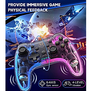 Switch Controller Compatible with Switch/Lite/OLED Controller, Switch Pro Controller With RGB Breathing LED, Switch Controllers Remote Supports Multi-Platform&App with Turbo, Wake-up Function