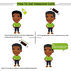 5 Pcs Curl Brush Set - Magic Twist Brush, Sponge Hair Pick for Men and Women (Blend)