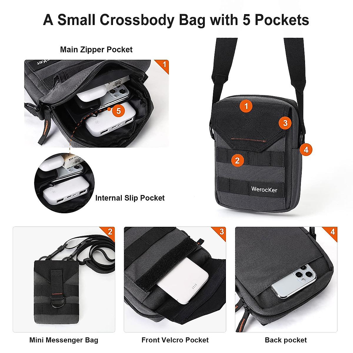 Small Crossbody Bag for Men,Mini Shoulder Bag Mini Messenger Bag for Cell Phone,Neck Pouch Bag Passport Wallet