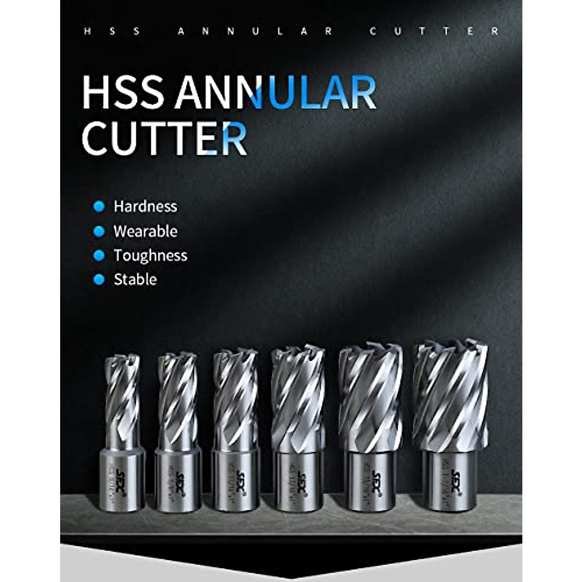 LYXC M2AL HSS Annular Cutter Set 50pcs 3/4'' Weldon Shank 1'' Cutting Depth 1/2" Cutting Diameter for Mag Drill Press