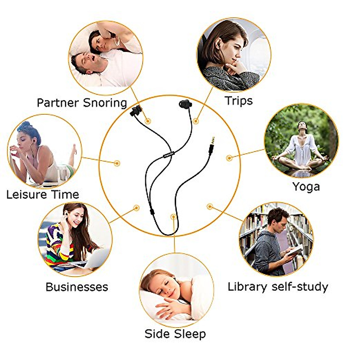 MAXROCK Sleep Earplugs - Noise Isolating Ear Plugs Sleep Earbuds Headphones with Unique Total Soft Silicone Perfect for Insomnia, Side Sleeper, Snoring, Air Travel, Meditation & Relaxation(Black)