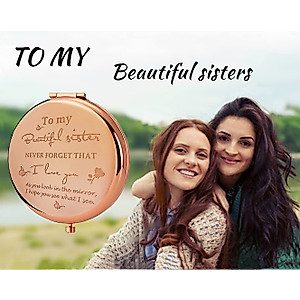 Friend Mirror to My Sisters Frosted Compact Mirror from Sister Brother Friendship Graduation wedding Gifts for Her Best Friend Birthday Gifts,Sentimental Friend Gift Ideas for Sisters Women