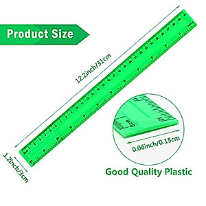20 Pack Color Ruler 12 Inch, Winspeed Ruler with Inches and Centimeters Foldable Flexible Ruler Plastic Rulers for School（Green, Red, Yellow, Blue）