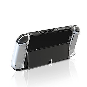 Switch OLED Protective Case, Switch OLED Hard Shell Case with Tempered Glass Screen Protector and 4 Thumb Grips