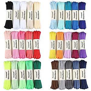 Puzeam 2 Pairs Oval Athletic Shoelaces 30 Colors 1/4" Half Round Shoe Laces for Sneakers - Black 60