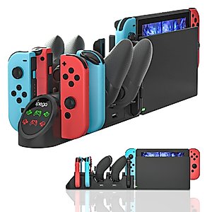 Charging Dock for Nintendo Switch, Charging Station for Nintendo Switch Joy Cons and Nintendo Switch Pro Controllers with LED Indicator - GreenWhite