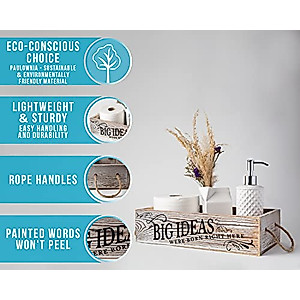 Bathroom Decor Box, 2 Sides with Funny Sayings -Perfect for Farmhouse Bathroom Decor, Rustic Bathroom Decor, Funny Toilet Paper Holder - Rustic White
