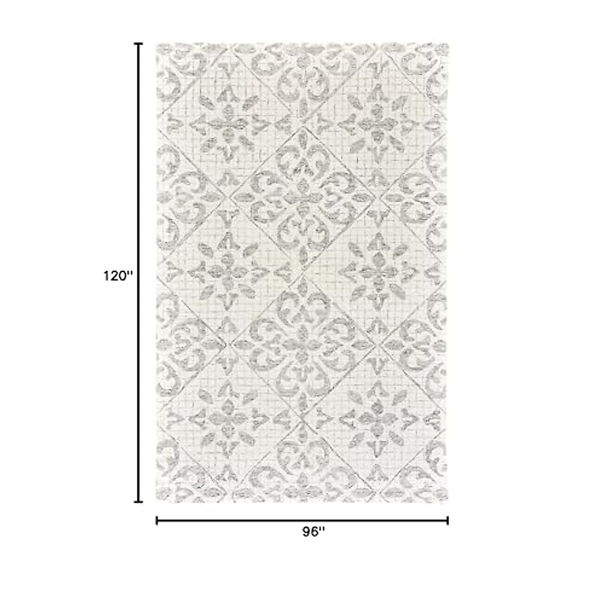 Feizy Rugs - Rhett Geometric Lattice Print Rug, Ivory/Wolf Gray, 8ft x 10ft Area Rug
