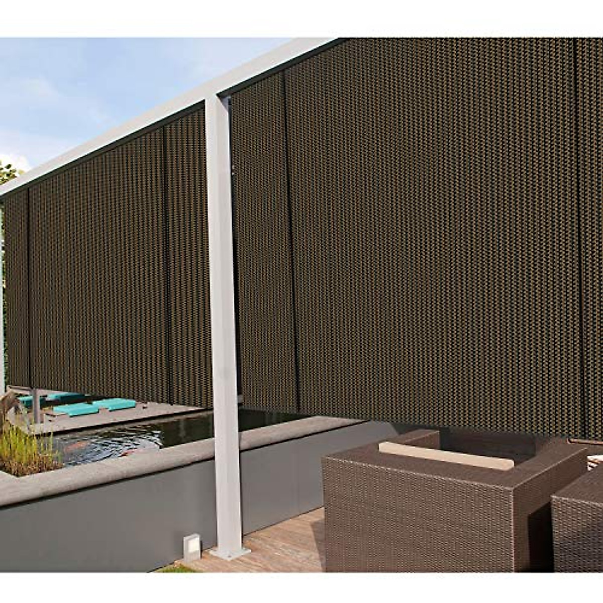 Coarbor Outdoor Roll up Shades Blinds for Porch Patio Shade Exterior Roller Shade Privacy Shade Screen for Deck Pergola Gazebo Brown 4'W x 6'H