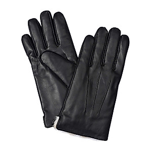 MESSERIO Authentic Sheepskin Leather Winter Gloves for Men with Rabbit Fur Lining + Gift Box (Large)