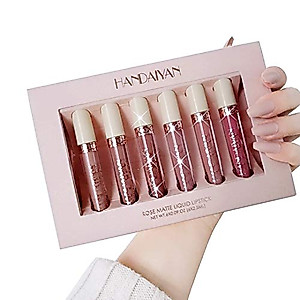 BONNIE CHOICE 6Pcs Nude Matte Liquid Lipstick Set, Waterproof Long Lasting Non-Stick Cup Nude Lipstick 24 Hour Not Fade Matte Lipstick Professional Lip Gloss Makeup Mother's Day Gift Sets for Women