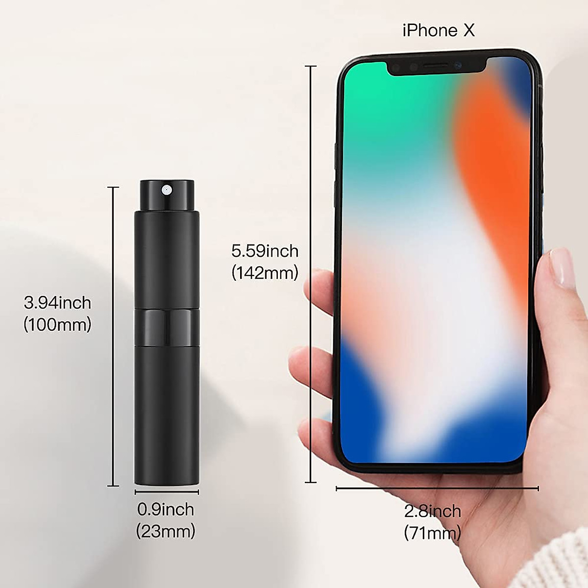 LISAPACK Atomizer Perfume 8ML Spray Bottle for Travel (4PCS), Empty Refillable Cologne Dispenser, Portable Sprayer (Black)