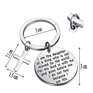 MYOSPARK I Am The Daughter Of A King Christian Keychain Religious Jewelry Inspirational Gift For Women Baptism Gift (Daughter Of A King Keychain)