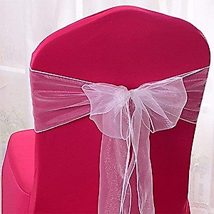 Lucky 10/20/50/100 Pack Organza Banquet Chair Sash Sashes Bows Ties for Weddings Party Decoration White Pink Purple Gold Red(20 Pack, White)