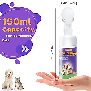 WaggyTech Cat Black Chin Cleaner 5fl.oz, Cruelty-Free Cat Acne Chin Treatment with Soft Silicone Brush Head, Removes Feline Blackheads, 2 in1 Hair Health Cleaner-Oil | Dirt-(White)