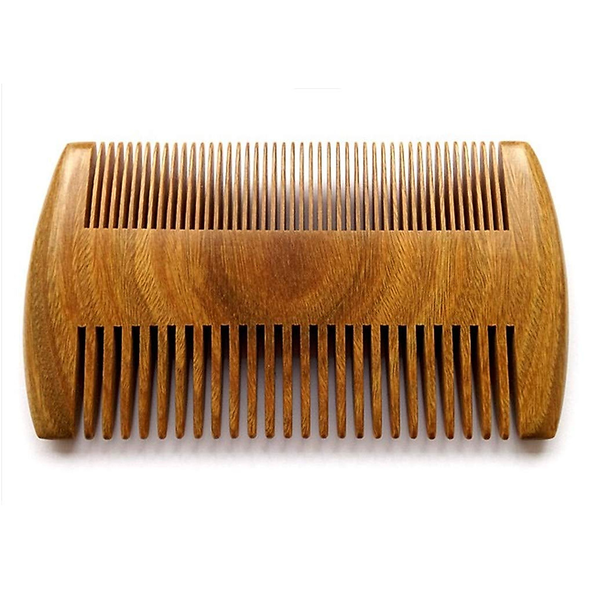 Myhsmooth Handmade Natural Green Sandalwood No Static Combs with Aromatic Scent - 2 PCS Pocket Combs for Long and Short Beards, Mustaches (4" Long Two Sides)