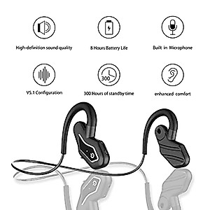 KauLueDer Conduction Open Ear Bluetooth Headphone,V5.1 Air Conduction Earphone with Built-in Microphone for Fitness/Office/Home/Leisure