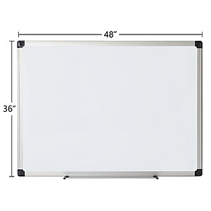 Office Depot® Brand Non-Magnetic Melamine Dry-Erase Whiteboard, 36" x 48", Aluminum Frame with Silver Finish