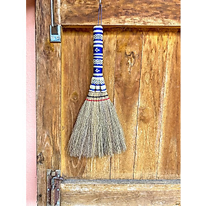 Small Corn Wisk Brush Broom 11 Inch Indoor Heavy Duty Multi Surface Hard & Soft Floor Home Office Cleaning Tool Supplies 100% Handmade for Household Sweeping Indoor Outdoor (staw Soft Broom)