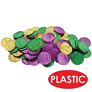 Mardi Gras Plastic Coins (asstd gold, green, purple) (100/Pkg)
