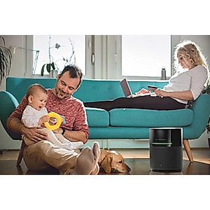GermGuardian AirSafe+ Intelligent Air Purifier with 360° HEPA 13 Filter, Captures 99.97% of Pollutants, Wildfire Smoke, Large Rooms, Air Quality Sensor, UVC Light, Zero Ozone Verified, Black, AC3000B