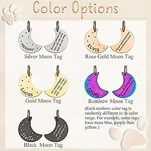 Anavia Starry Sky Theme Pet ID Tags in Half Moon & Star Shape, Personalized Dog Name Tag Cat Tag, Glossy Stainless Steel Gold Plated Black Rainbow Dog Collar Tag (Small, Moon Shape, Black)